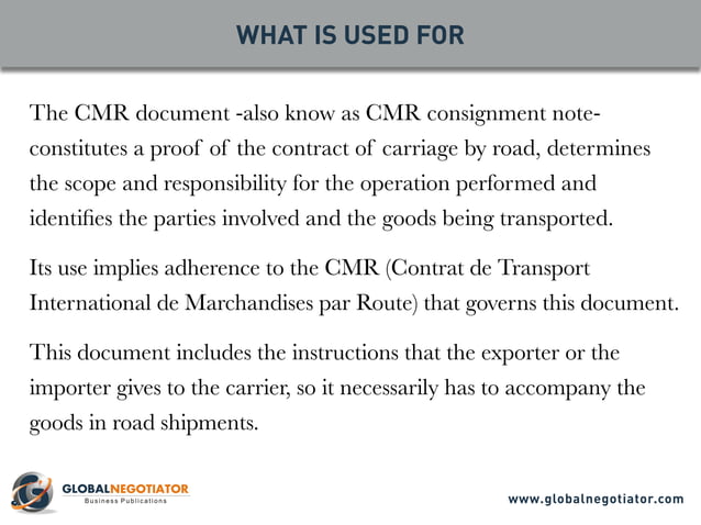 CMR CONSIGNMENT NOTE - Form and User Guide | PPT