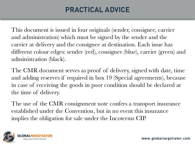 CMR CONSIGNMENT NOTE - Form and User Guide