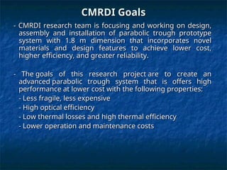 CMRDI CSP Research Project specially in Egypt | PPT