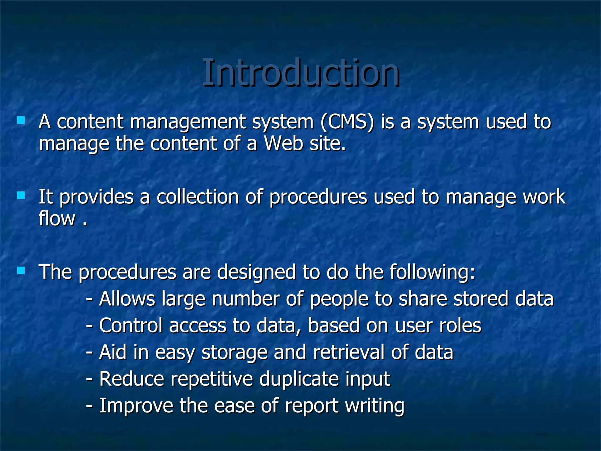 CMS (CONTENT MANAGEMENT SYSTEM) | PPT