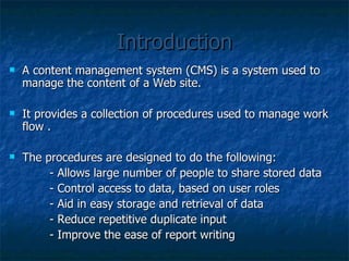 CMS (content management system) | PPT | Computing | Technology & Computing