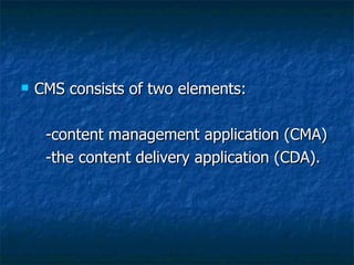 CMS (content management system) | PPT | Computing | Technology & Computing