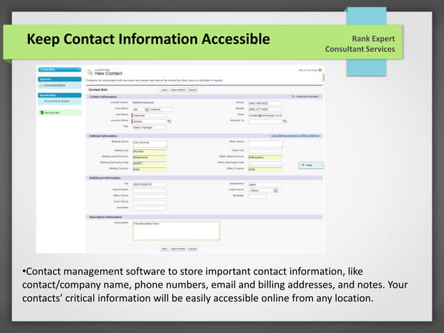 Contact Management System | PPTX | Databases | Computer Software and Applications