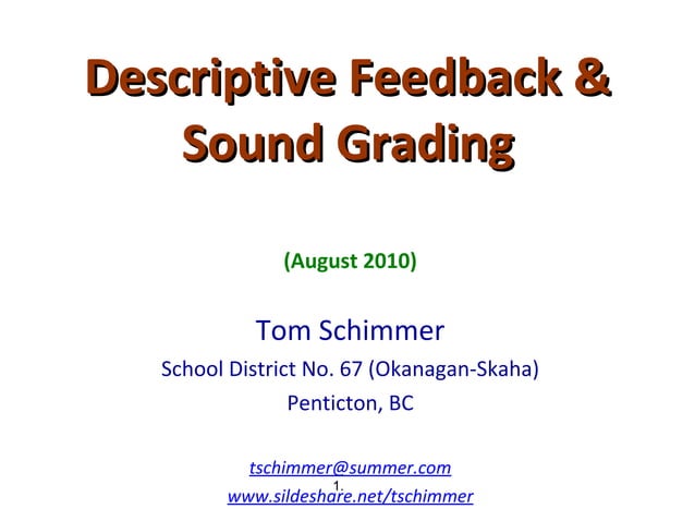Descriptive Feedback & Sound Grading | PPT