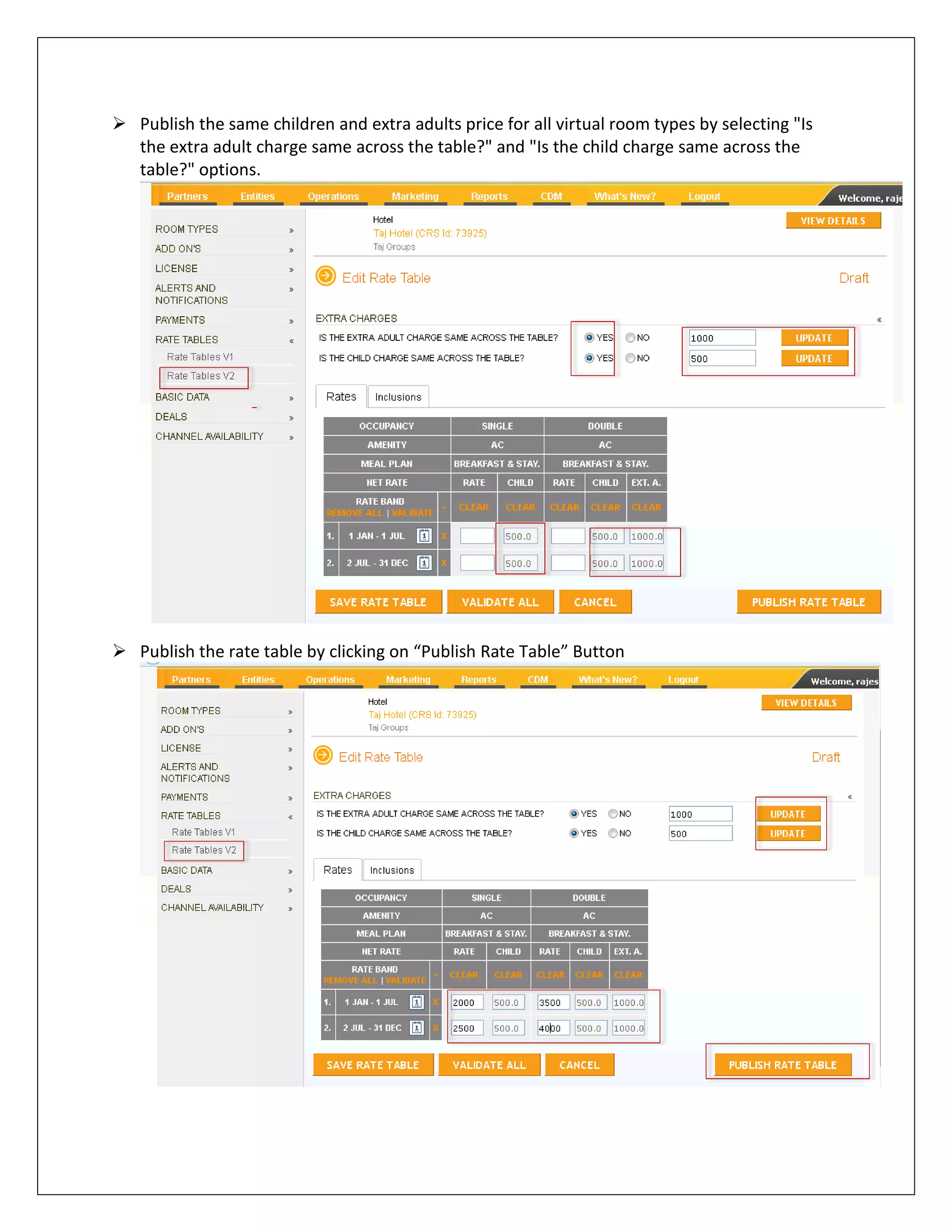 CMS - Room Type & Rate Table | PDF