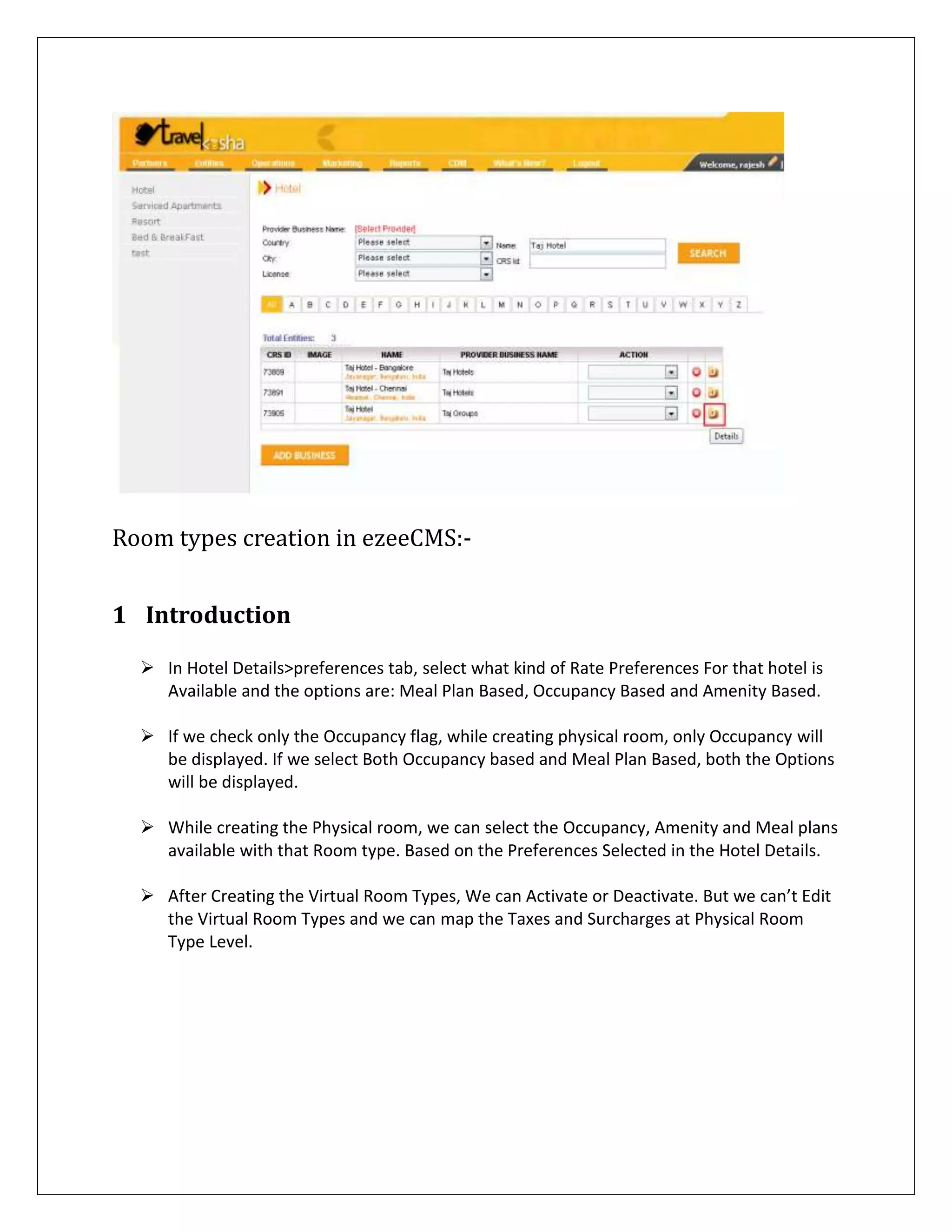 CMS - Room Type & Rate Table | PDF