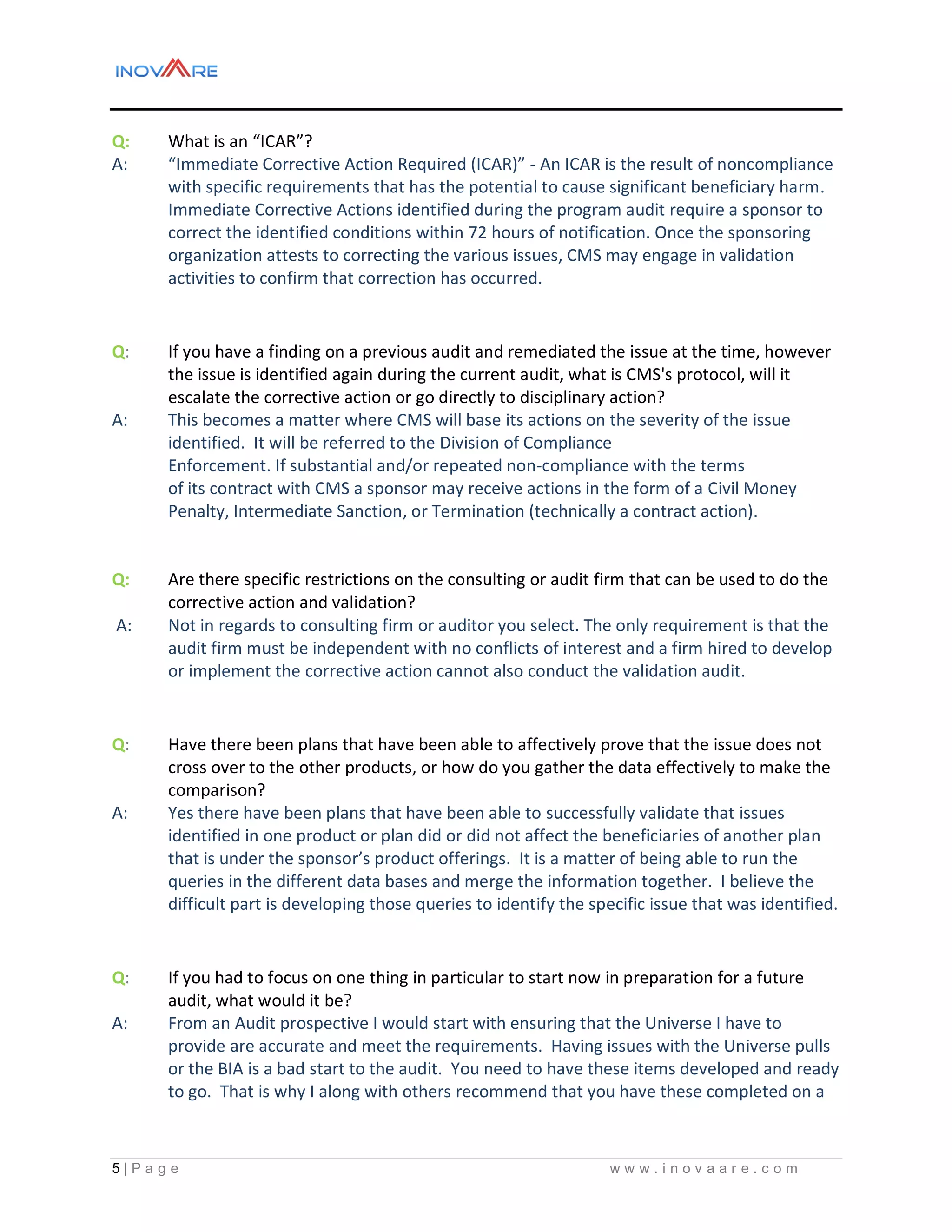 CMS 2015 Program Audit Protocol Q&A | PDF