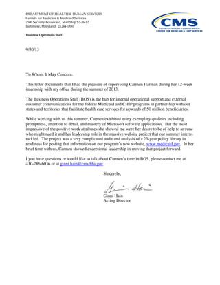 CMS/CMMS recommendation letter | PDF | Healthcare Industry | Industries