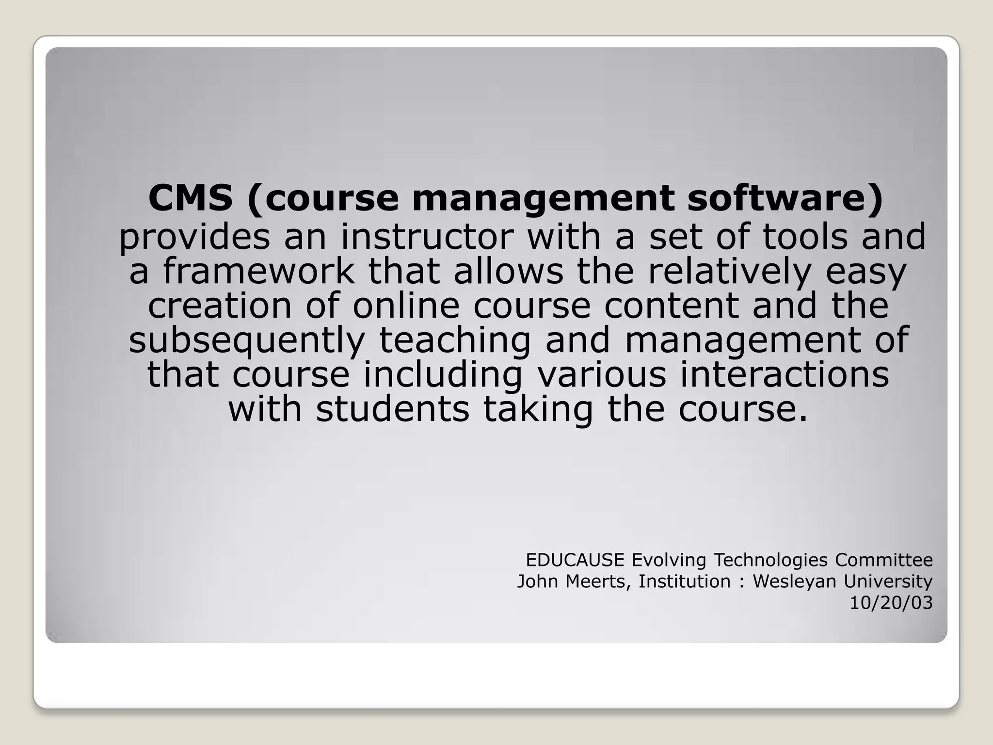 CMS and librarians audio | PPT