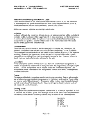CMSC198 summer2012 syllabus | DOC | Web Development | Internet