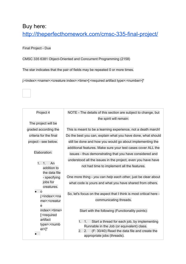 CMSC 335 FINAL PROJECT | PDF