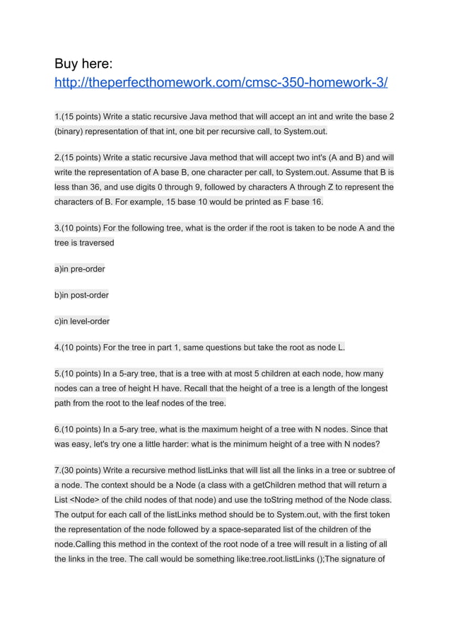 CMSC 350 HOMEWORK 3 | PDF