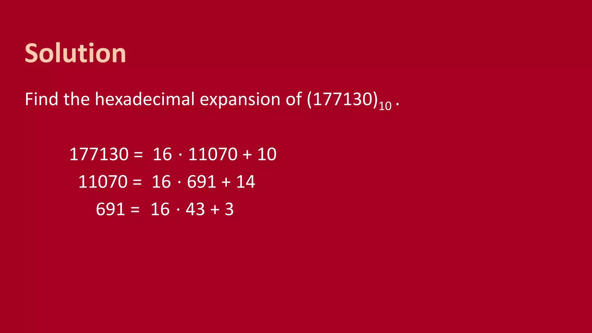 Cmsc 56 Lecture 10 Integer Representations And Algorithms Ppt