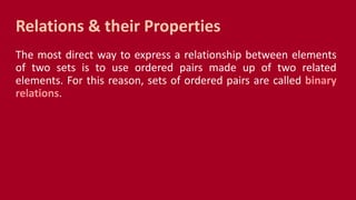 CMSC 56 | Lecture 13: Relations and their Properties | PPTX