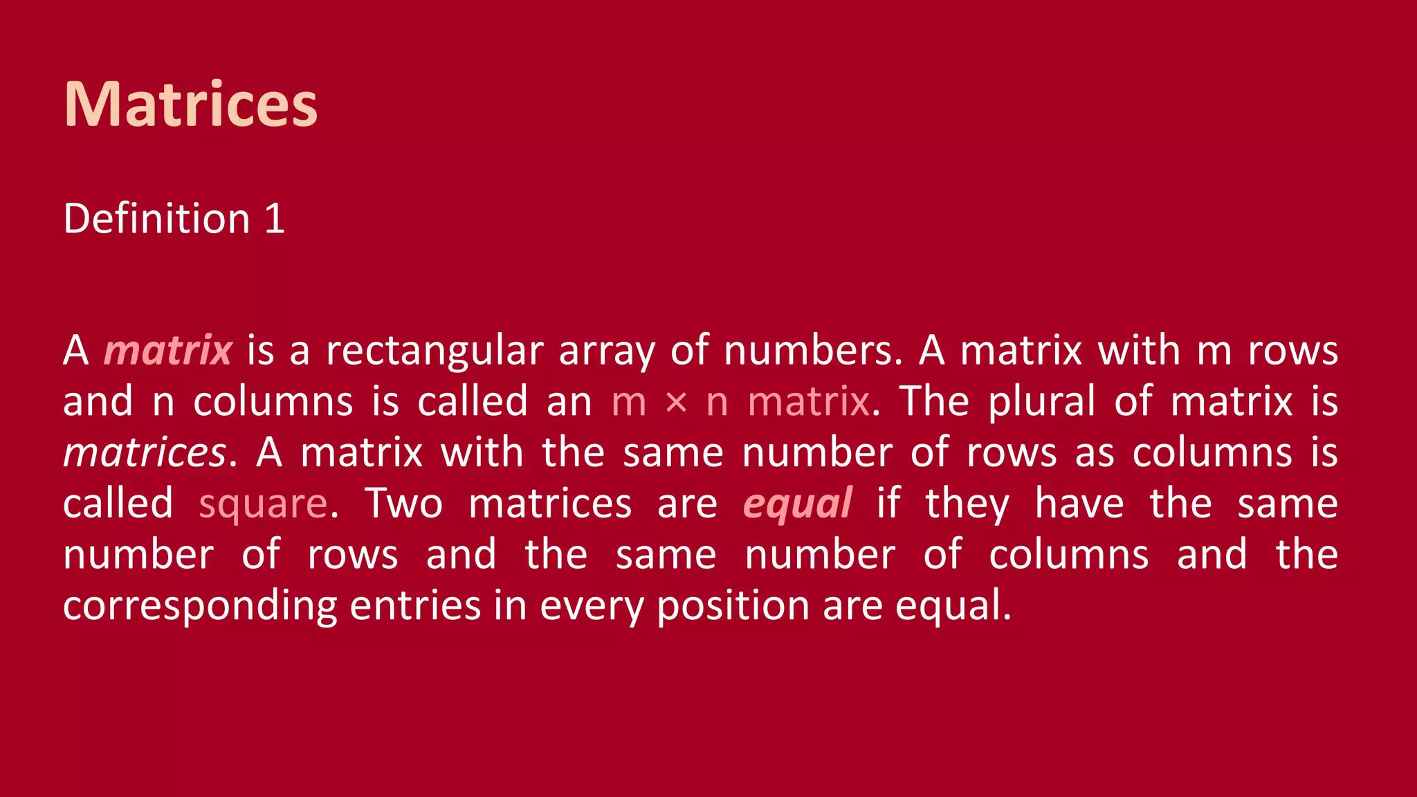 CMSC 56 | Lecture 17: Matrices | PPT