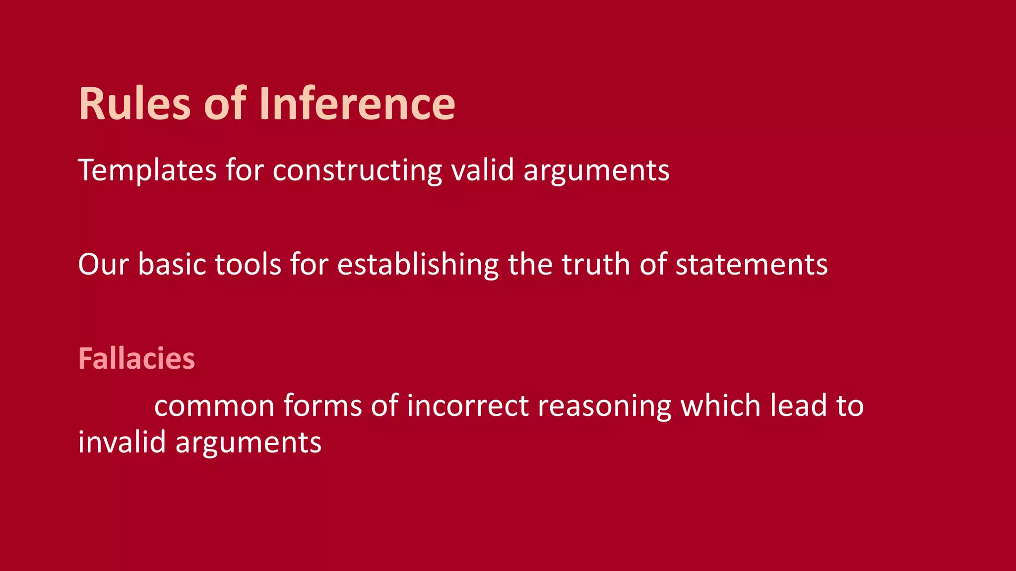 CMSC 56 | Lecture 4: Rules of Inference | PPTX | Weather | Science