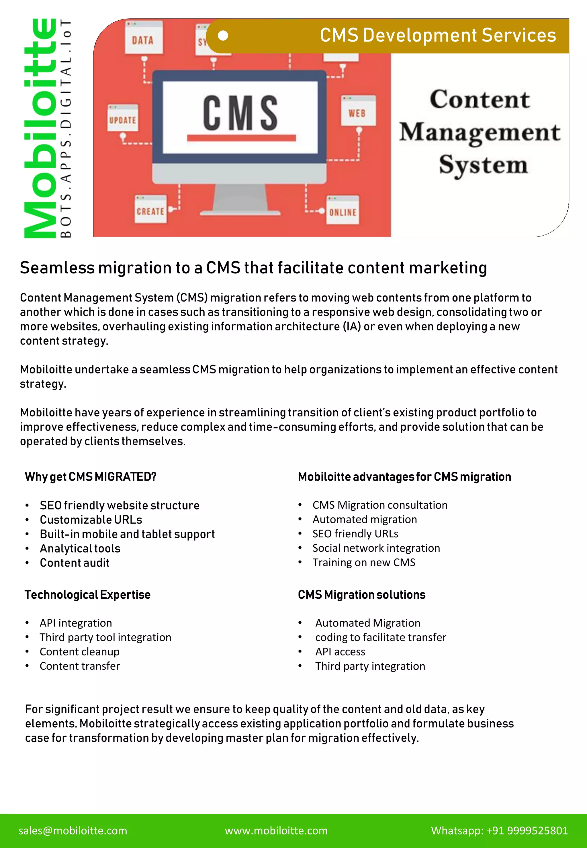 CMS Development Services Mobiloitte | PDF