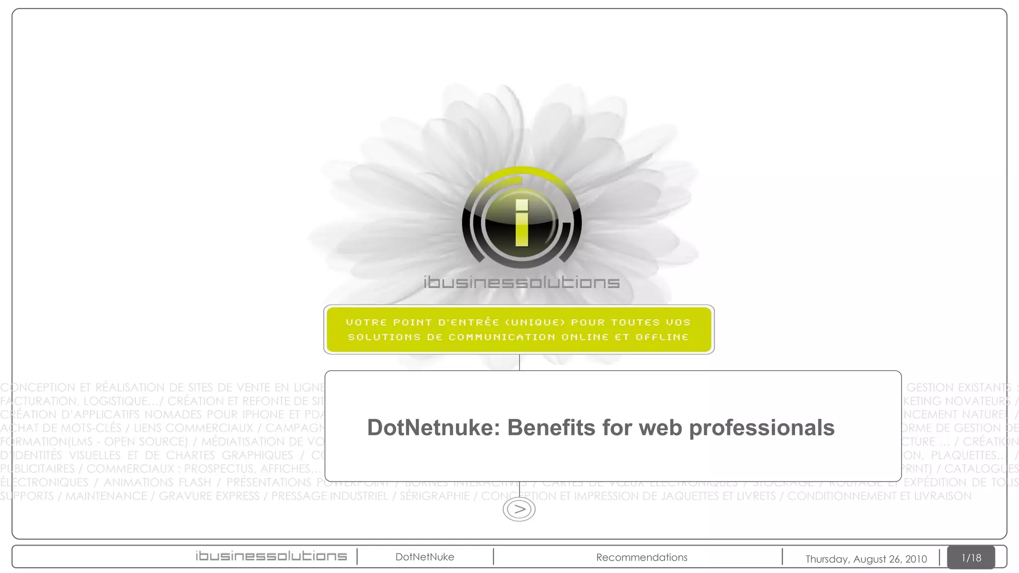DotNetNuke CMS: benefits for web professionals | PPT