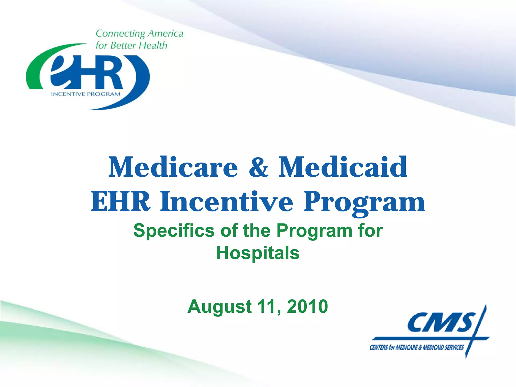 Cms+ehr incentive program_hospital_training_final[1] | PPT
