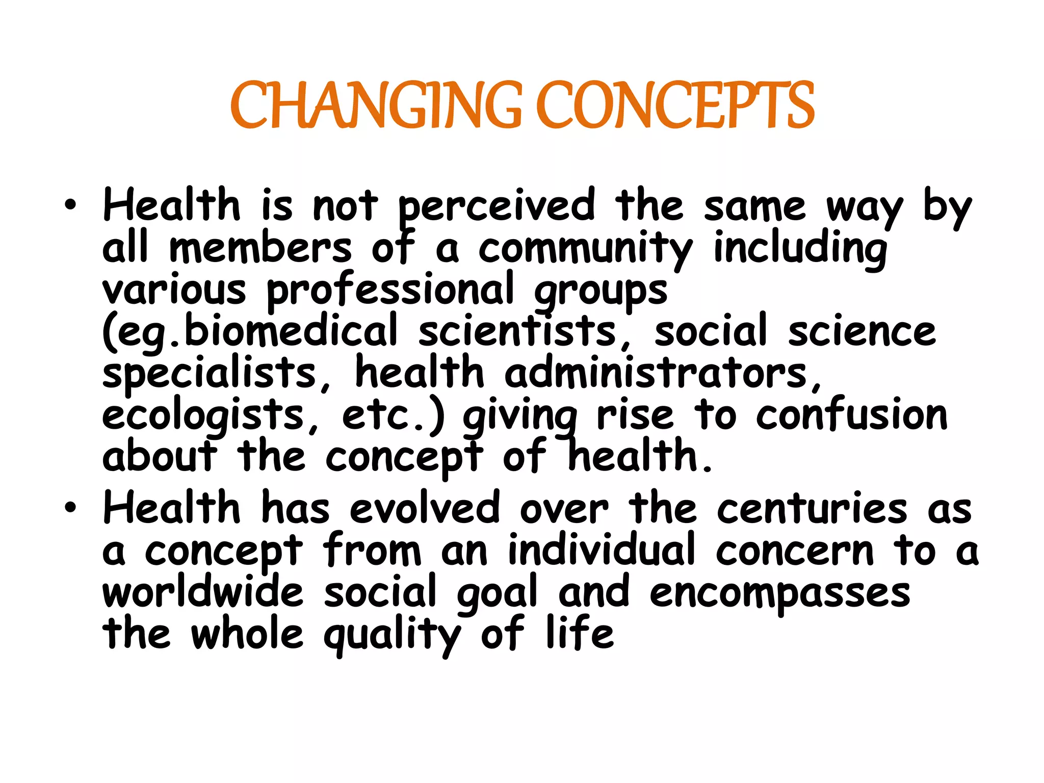 Changing Concepts Of Health | PPTX