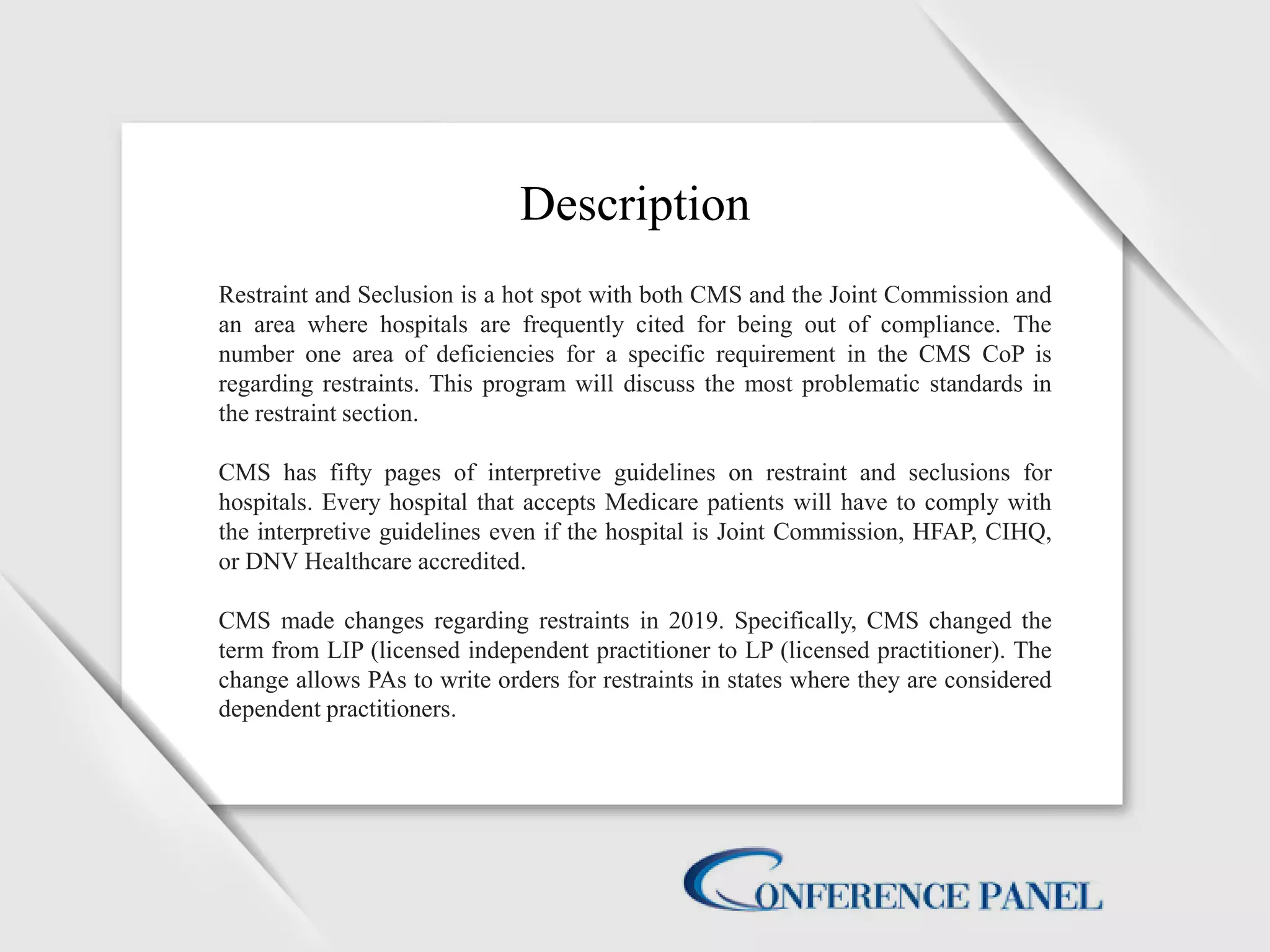 Best Practices for Managing Hospital Restraint and Seclusion under CMS ...