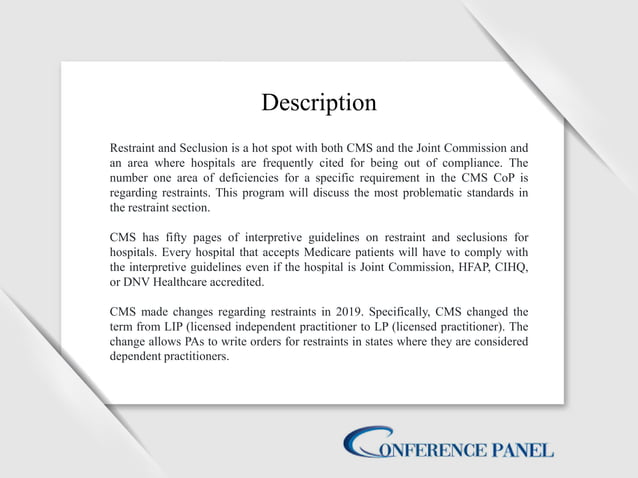 Best Practices for Managing Hospital Restraint and Seclusion under CMS ...