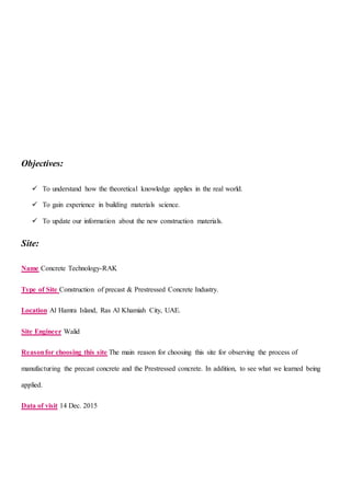 Construction Materials site visit report | DOCX