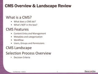 Cms overview & landscape review020120416 | PPTX