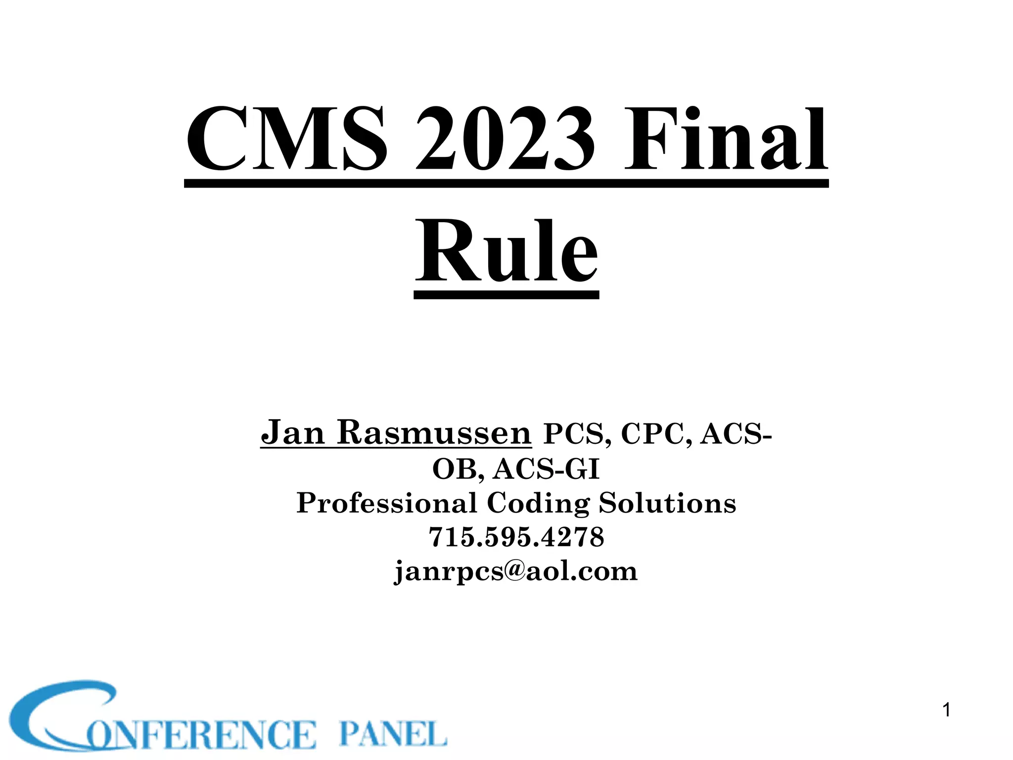 Understanding the Impact of the CMS Physician Final Rule on Patient ...