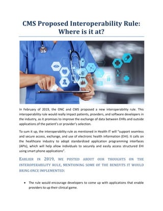 CMS Proposed Interoperability Rule: Where is it at? | PDF