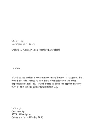 CMST 102Dr. Charner RodgersWOOD MATERIALS & CO.docx