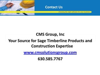 Sage Timberline Office Overview | PPSX | Business | Business and Finance