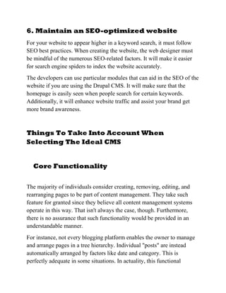 Types, Features, and Examples of CMS for Web Development | PDF