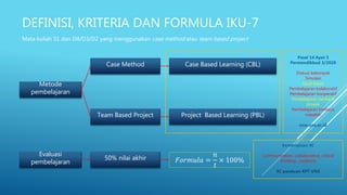 Diskusi implementasi Case METHOD dan team-based project | PPT