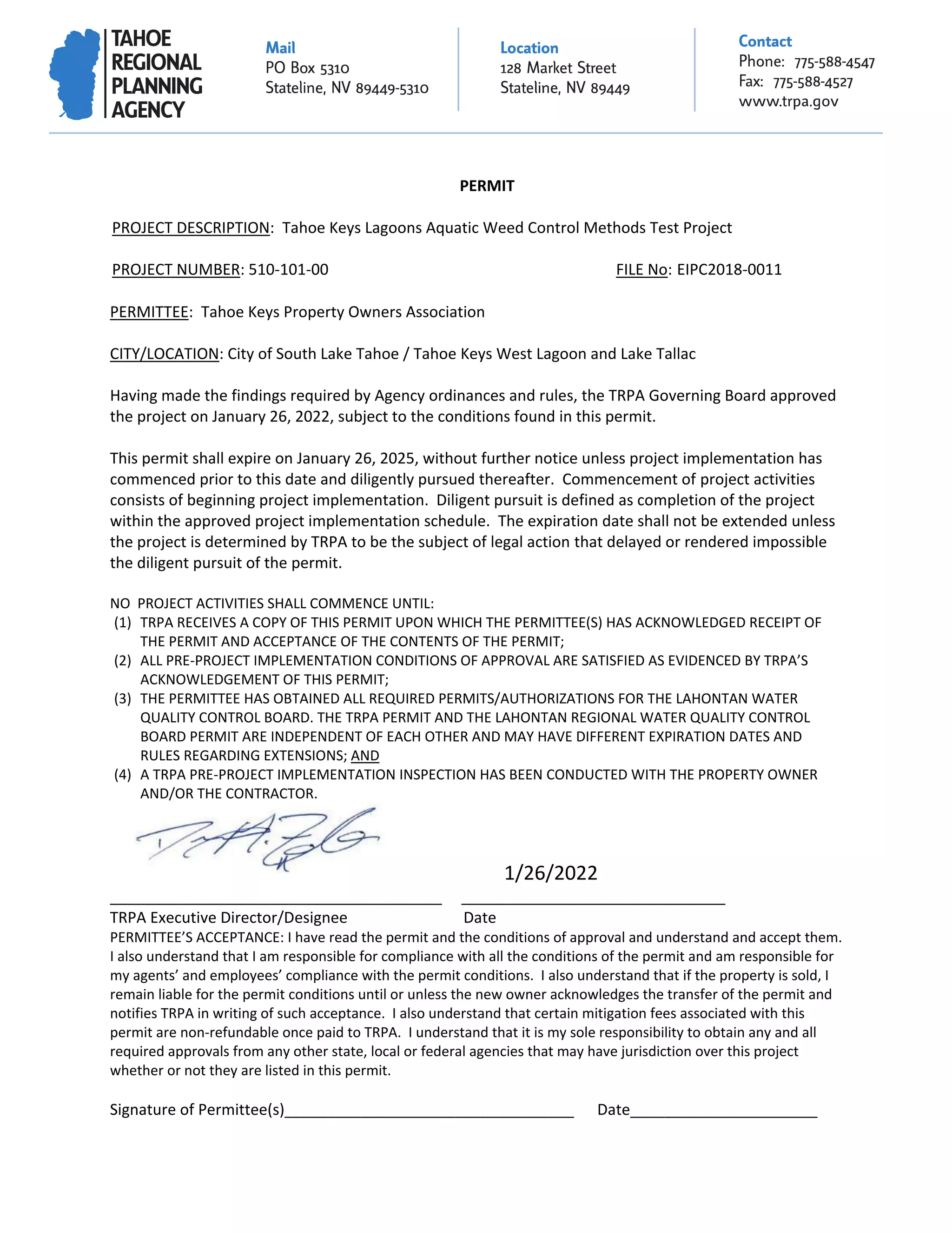TRPA CMT Permit | PDF