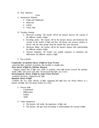 Sample Detailed Lesson Plan for Senior High School Physical Science ...