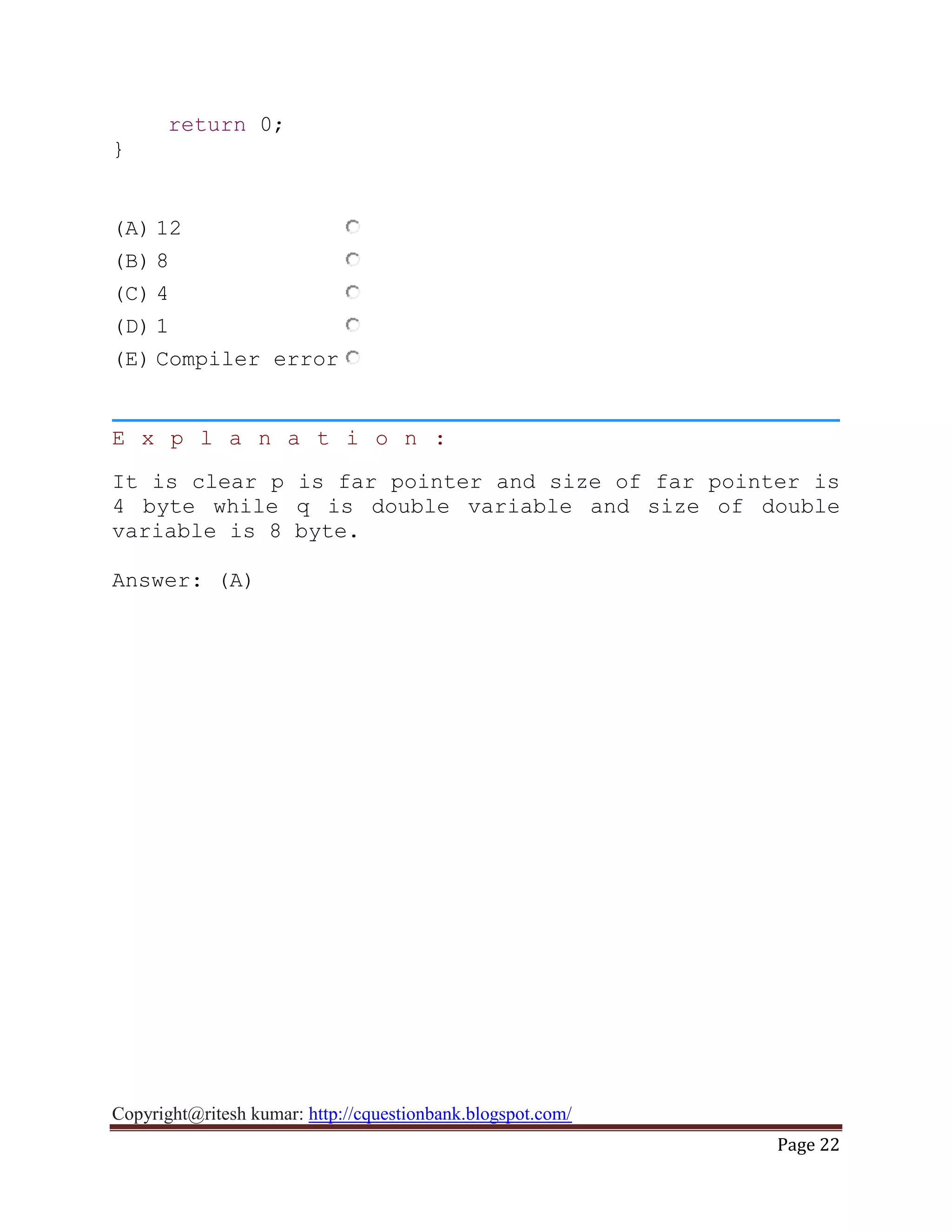 C multiple choice questions and answers pdf | PDF