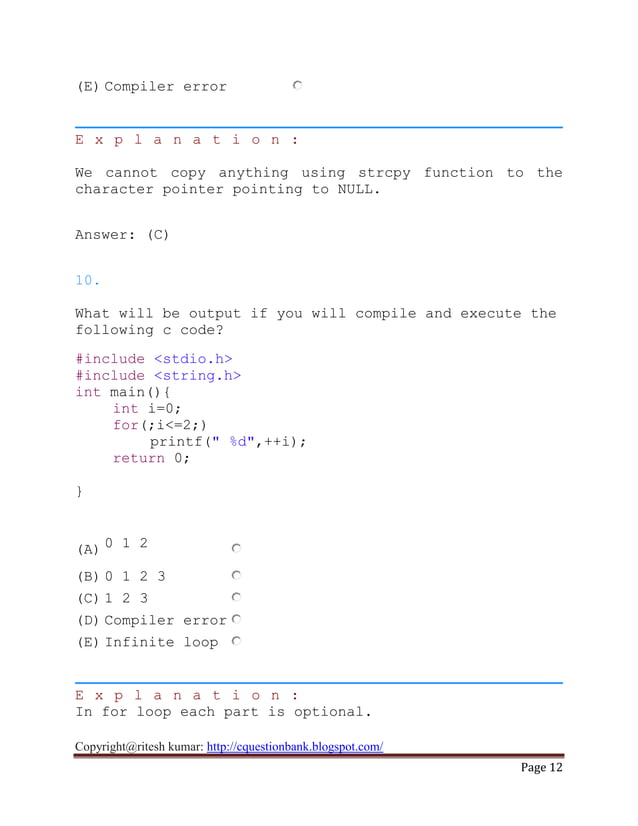 C multiple choice questions and answers pdf | PDF