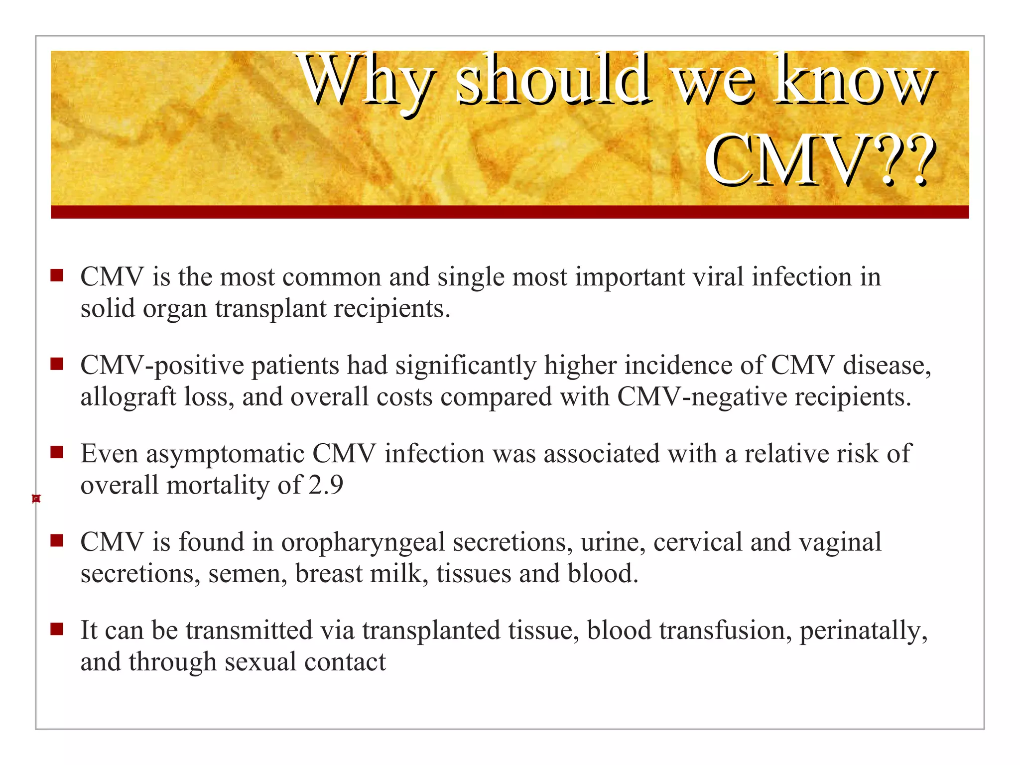 CMV in Organ Transplantation | PPT