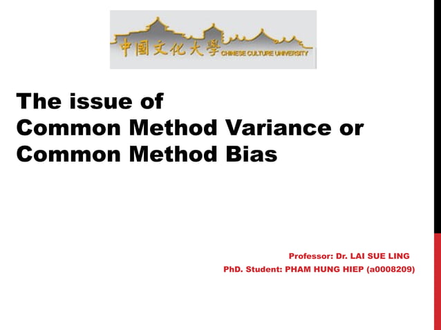 Common Method Variance | PPT