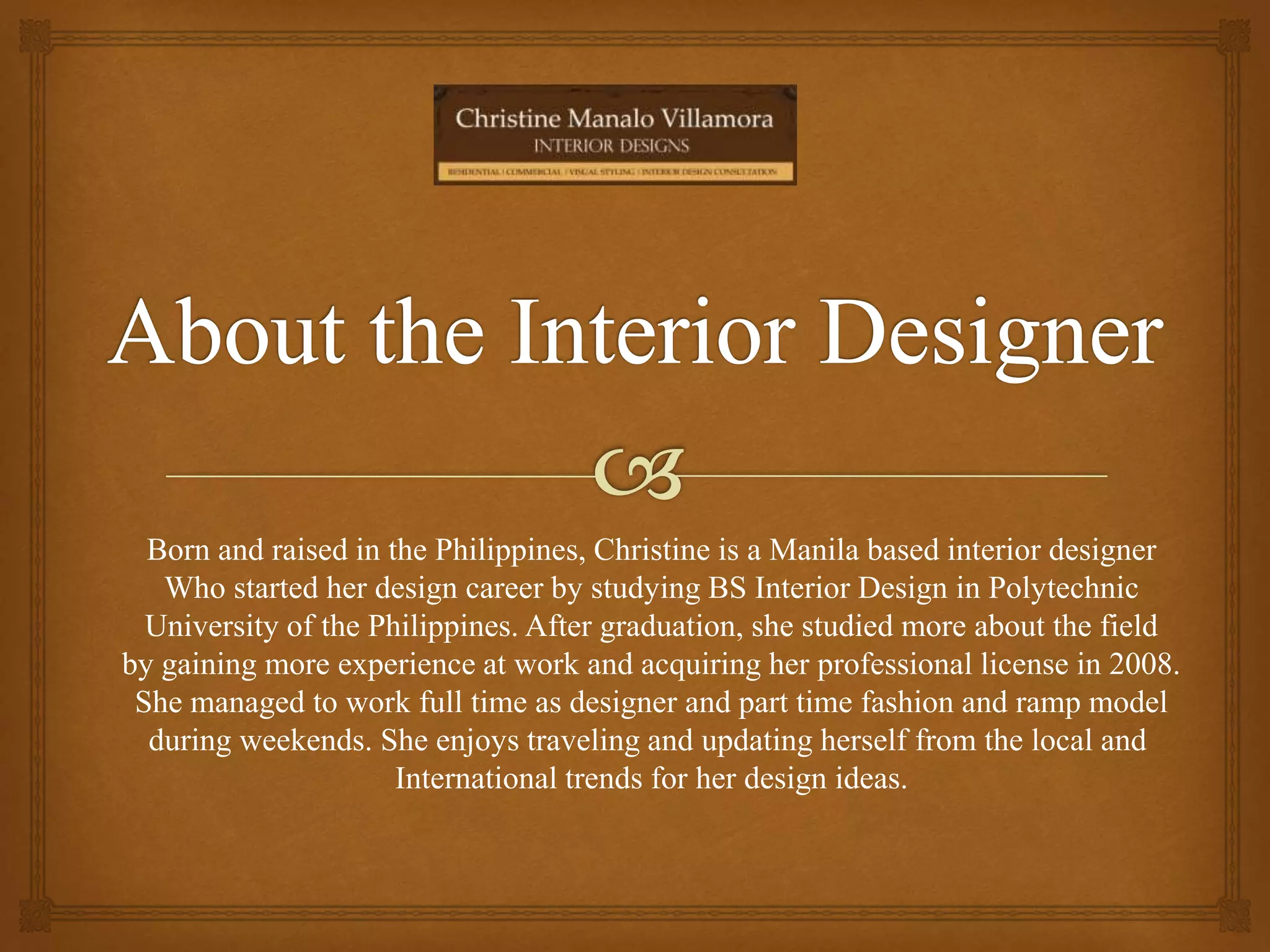 interior designer profile manila | PPT