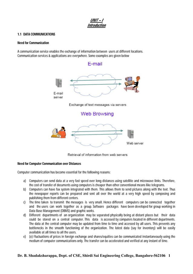 Computer Networks-1 1st unit (10CS55) VTU | PDF