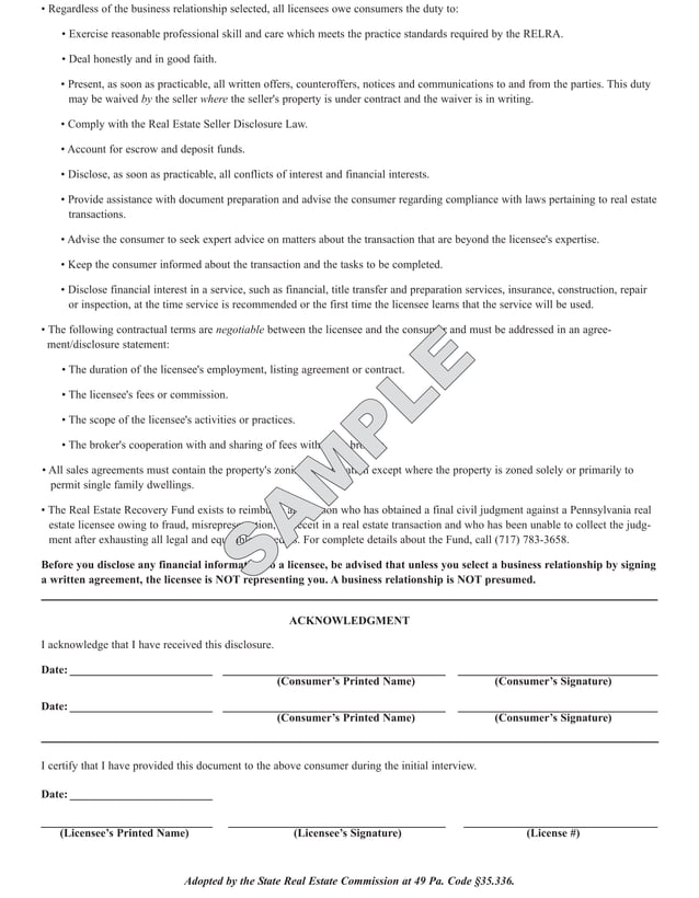 Pennsylvania Consumer Notice | PDF | Real Estate Industry | Industries