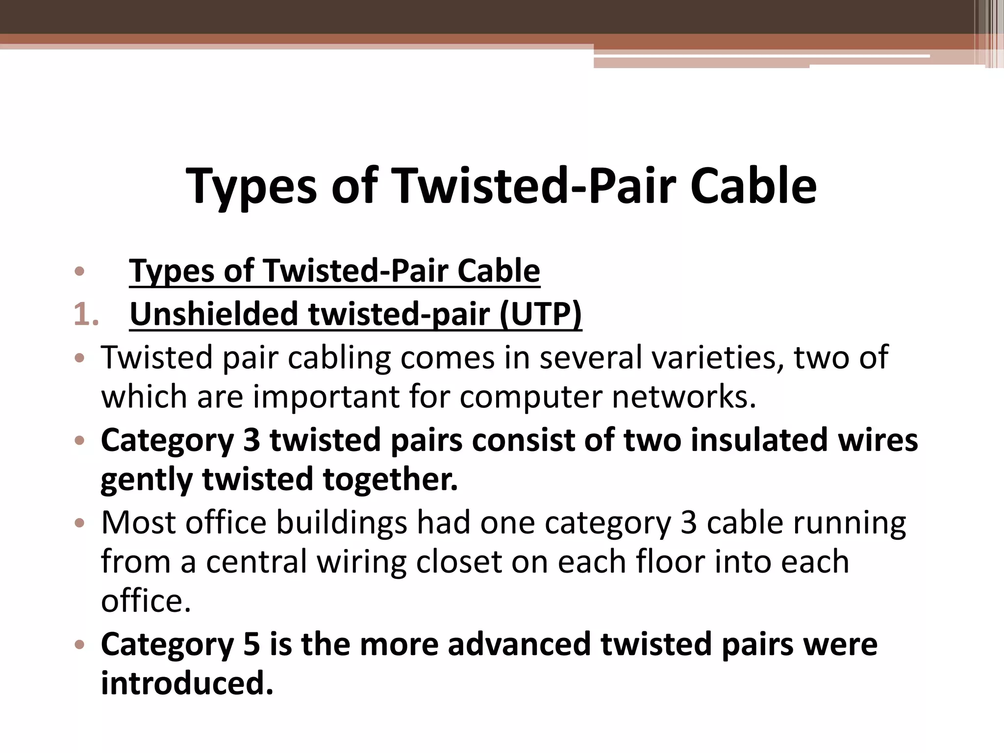 Types of Cables(Guided Media for Transmisson) | PPT