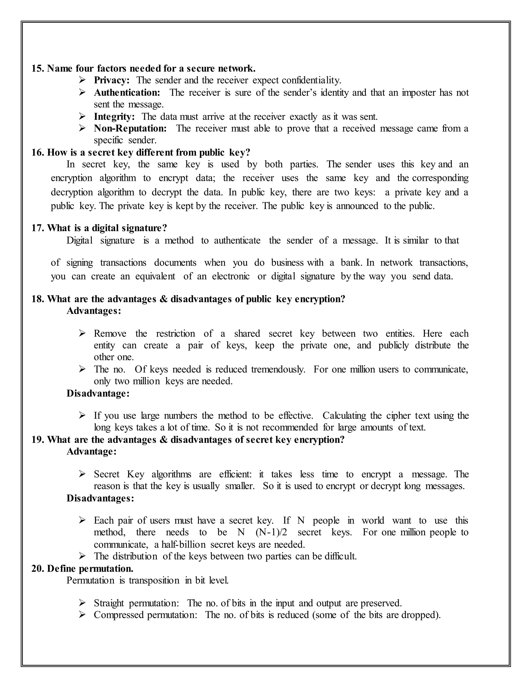 COMPUTER NETWORKS - SHORT NOTES | DOC