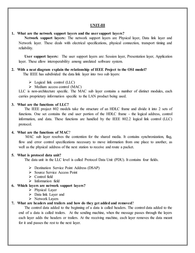 COMPUTER NETWORKS - SHORT NOTES | DOC