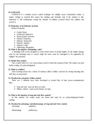 COMPUTER NETWORKS - SHORT NOTES | DOC