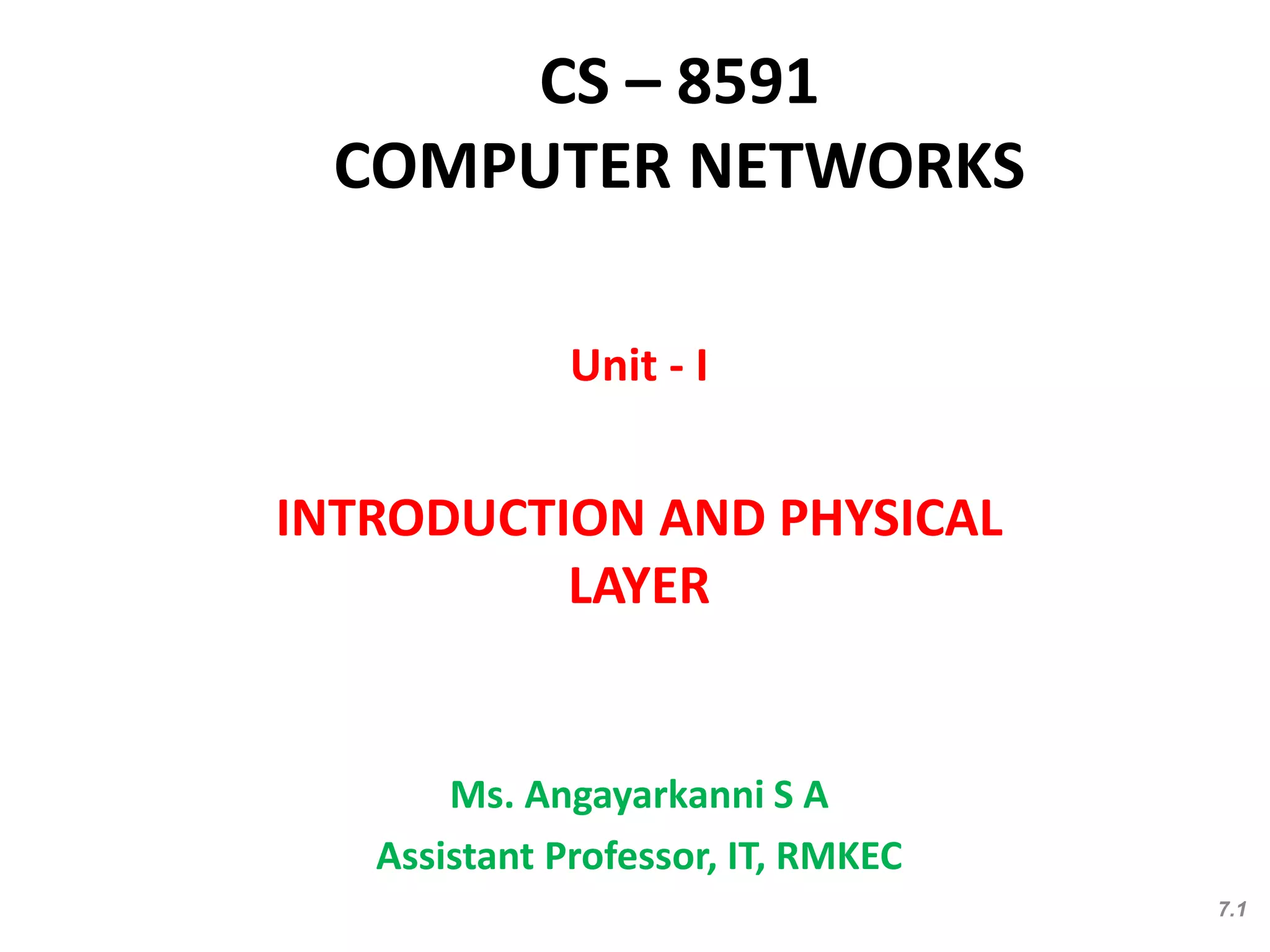 Unit_I - 5 | PPT | Computer Networking | Computing