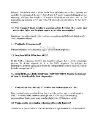 Communication Networks 2 marks q &answers | PDF