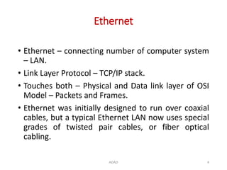 Ethernet, Point-to-Point Protocol, ARP | PPTX | Computer Networking | Computing